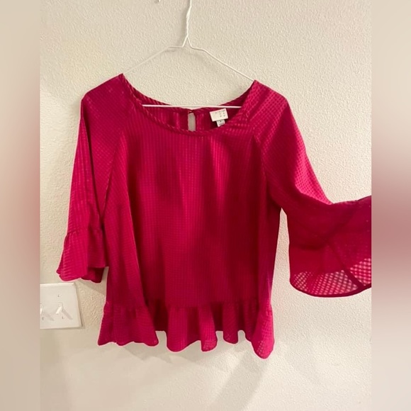 Tops | Hot Pink Ruffle Blouse | Poshmark